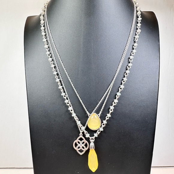 Chaps | Jewelry | Chaps Signed Triple Strand Triple Pendant Silver Tone ...